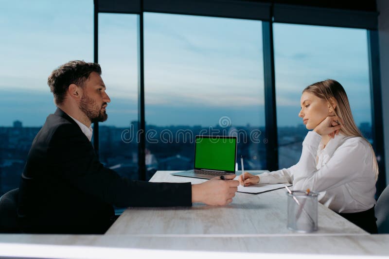 Interview of a Male and a Female in the Office. Interview in the Office ...