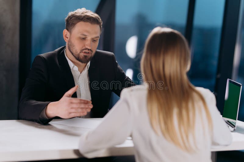 Interview of a Male and a Female in the Office. Interview in the Office ...