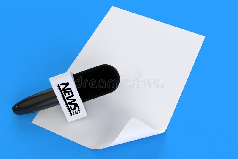 Interview Microphone with Blank Sheet of Paper Stock Illustration ...