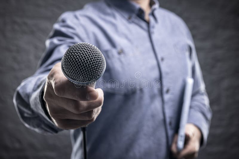 Interview with microphone stock image. Image of hand - 27964033
