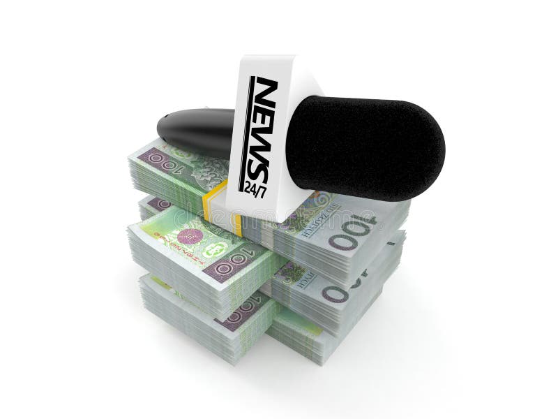 Interview Microphone on Stack of Money Stock Illustration ...