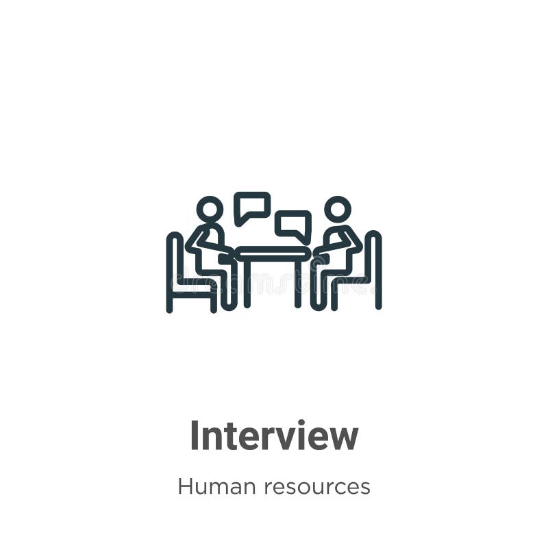 Interview Outline Vector Icon. Thin Line Black Interview Icon, Flat ...