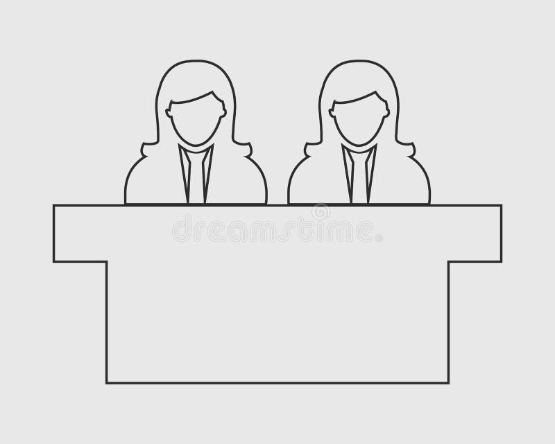 Interview Panel Line Icon With Desk Stock Vector - Illustration of desk ...