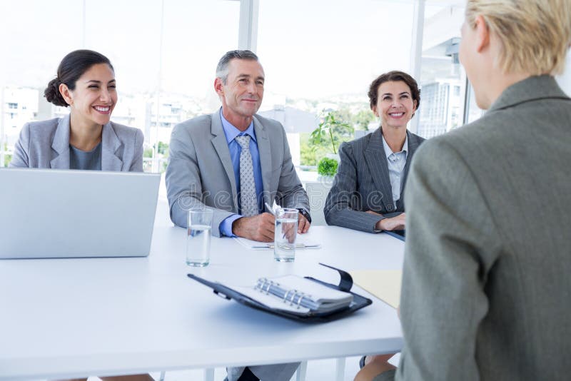 Interview Panel Listening To Applicant Stock Image - Image of adult ...
