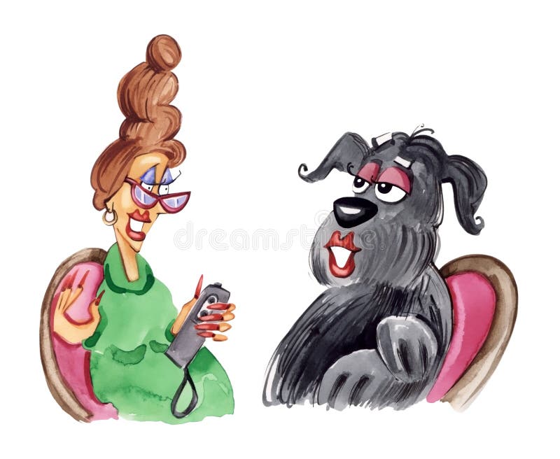 Interview with shaggy dog stock illustration. Illustration of reporter ...