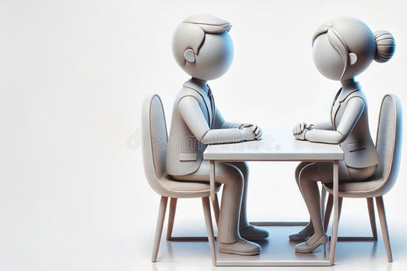 An Interview at the Table between Two Characters in a Business Setting ...