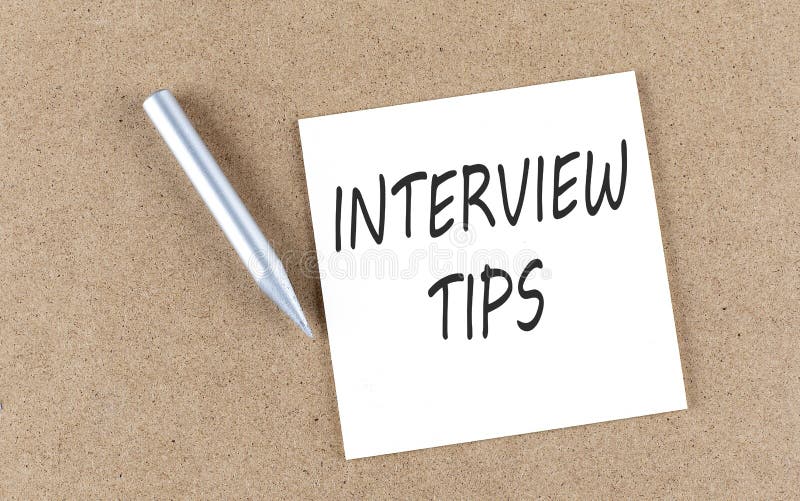 INTERVIEW TIPS Text on Sticky Note on a Cork Board with Pencil Stock ...