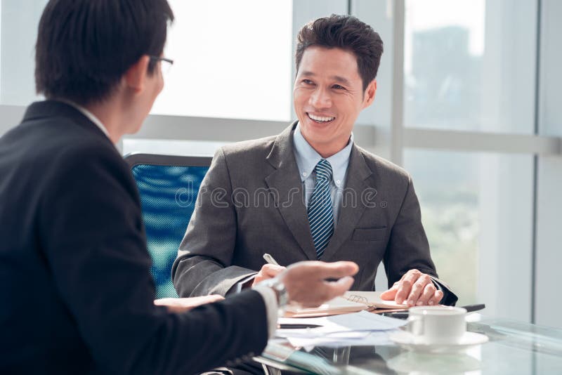 Man Having an Interview with Manager and Partner Employment Job Stock ...