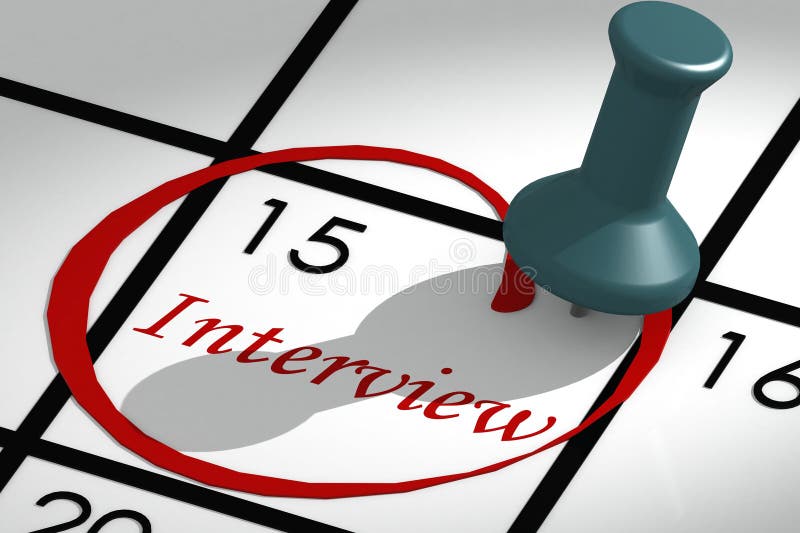 Interview Word Marked on Calendar with Push Pin Stock Illustration ...
