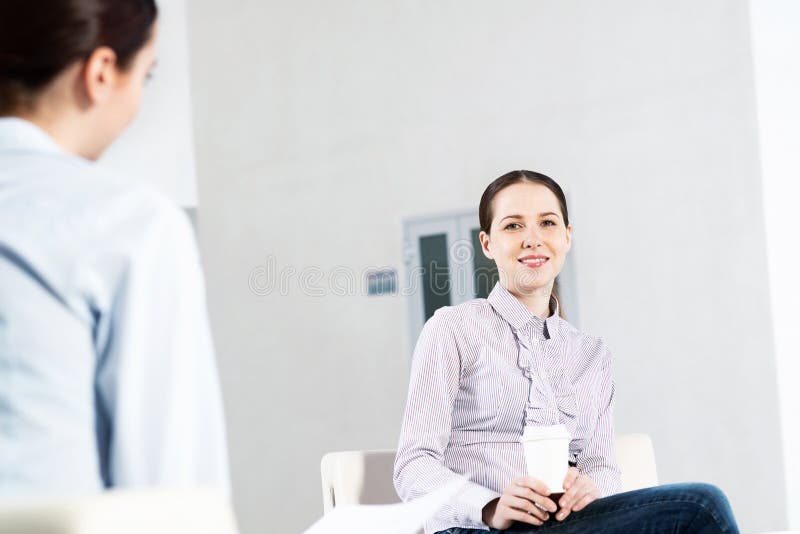 Interview of a Young Attractive Woman Stock Photo - Image of ...