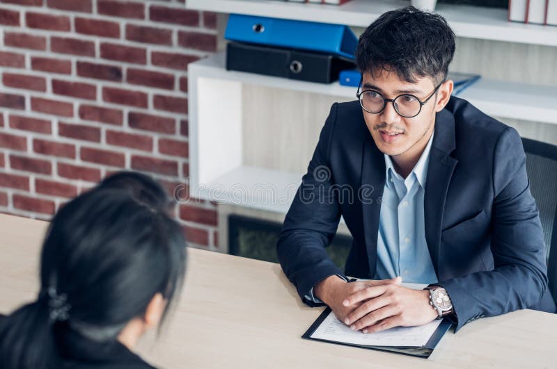 Interviewer Interview Candidate Apply for Job at Meeting Room in Office ...