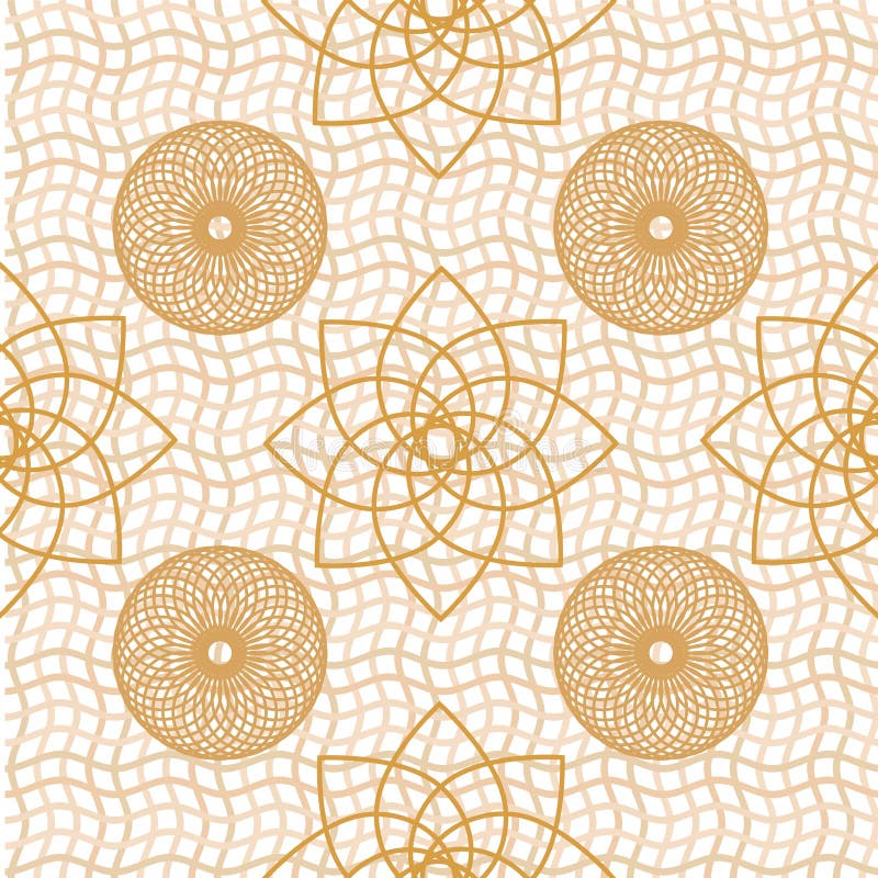 Interweaving Circles, Flowers and Wavy Grid Pattern Stock Vector ...