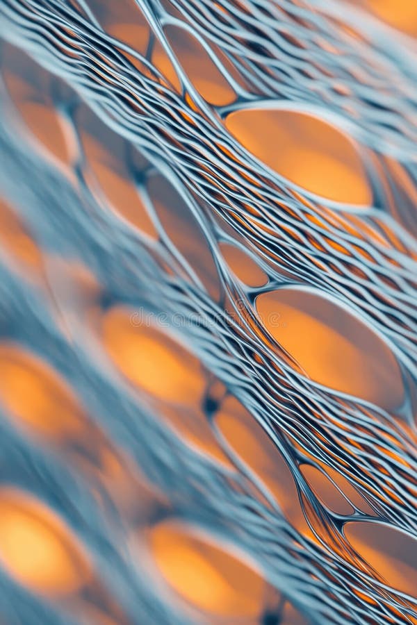 Interwoven Blue Lines Form Repeating Ovals Over Orange Background ...