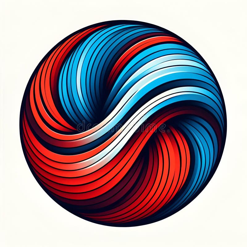 Interwoven Circles: Blue and Red Harmony in Design Stock Illustration ...