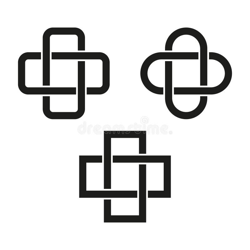 Interwoven Geometric Shapes. Black Abstract Symbol. Modern Symmetric ...