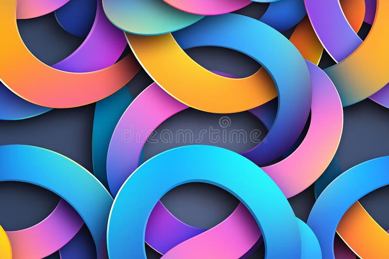 Interwoven Glowing Rings, Seamless Looping Effect, Bold Colors, 3D ...