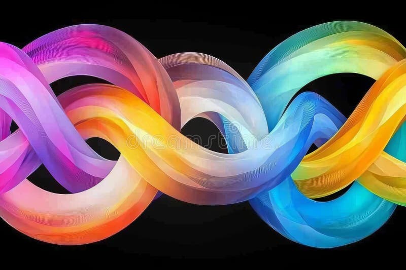 Interwoven Glowing Rings, Seamless Looping Effect, Bold Colors, 3D ...