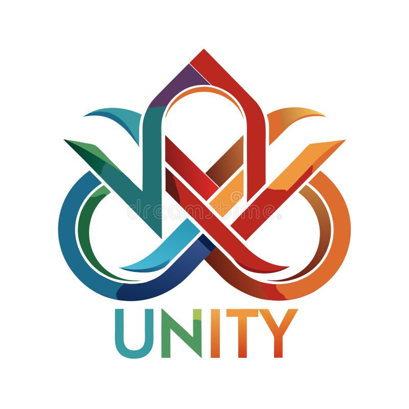 Interwoven Graphic Emblem Representing Unity with Vivid Color Gradient ...