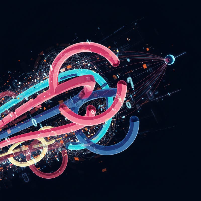 Interwoven Loops of Red and Blue Flow Dynamically Against a Dark ...