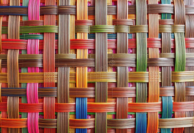 Interwoven Multicolored Plastic Bands Forming a Synthetic, Shiny Weave ...