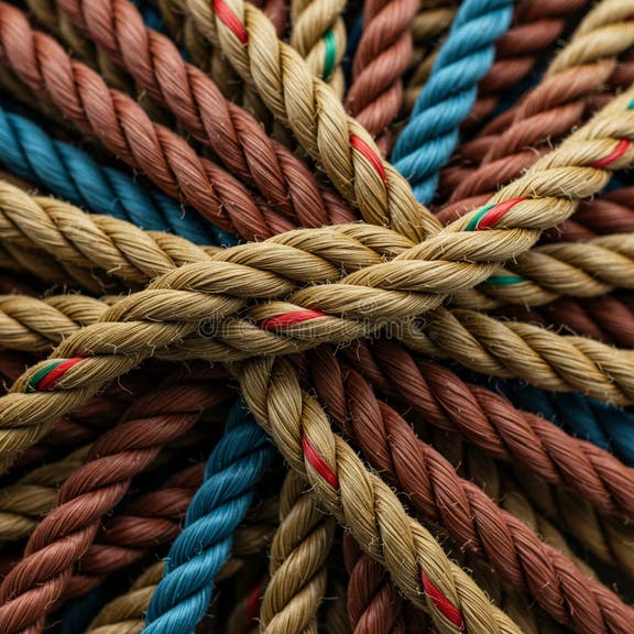 Interwoven, Multicolored Ropes Create a Complex Pattern Stock ...