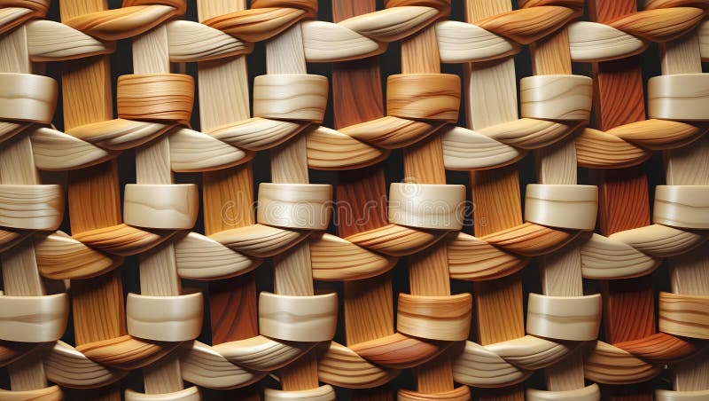 Wooden Strips Woven into Artistic Lattice Design with Natural Texture ...