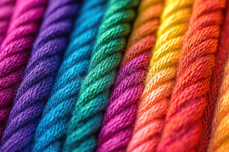 Interwoven Rainbow Threads Creating Vibrant Fabric Texture Symbolizing ...