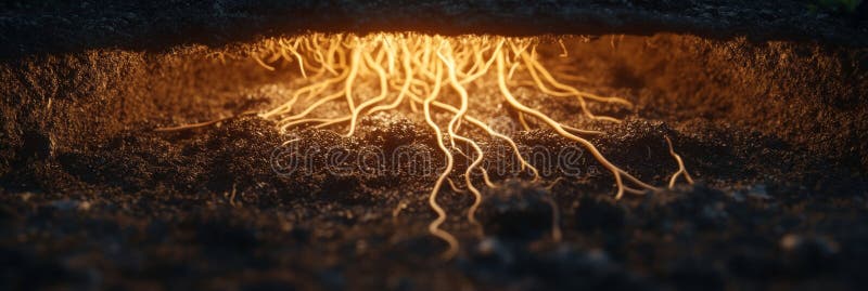 Interwoven Root-like Patterns and Straight Geometric Pathways Create a ...