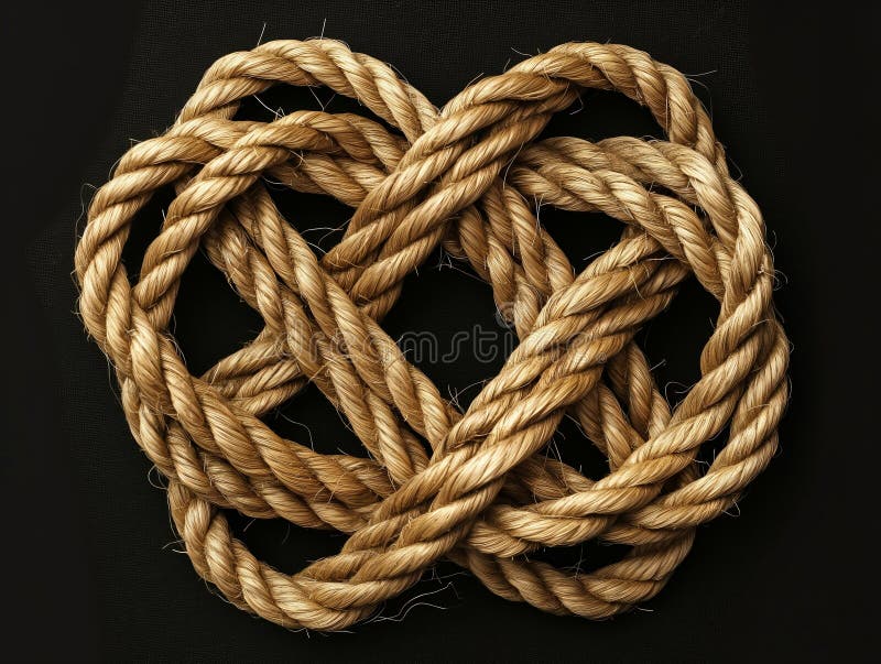 Interwoven Rope Hearts on Dark Background Stock Image - Image of ...