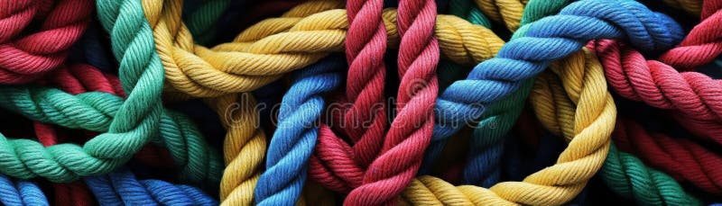 Interwoven Ropes - a Close-Up of Multicolored Twisted Cord, Creating an ...