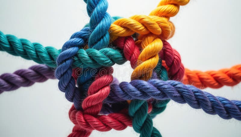 Interwoven Ropes in Different Colors Symbolize Team, Partnership, Unity ...