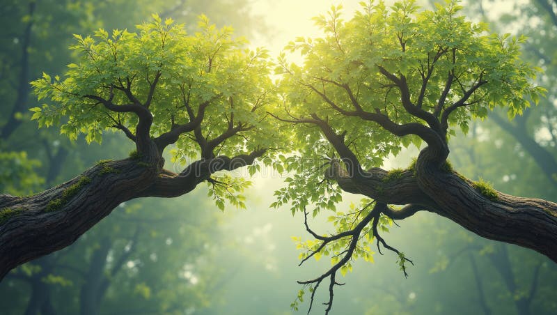Interwoven Tree Branches with Mingling Leaves Symbolizing ...