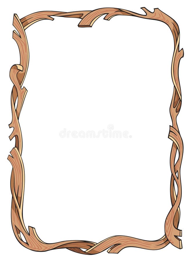 Cartoon Frame Made of Tree Trunk and Branches Stock Vector ...