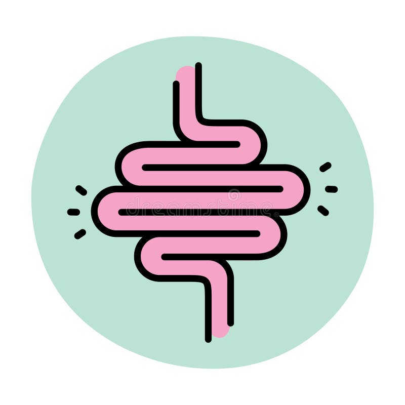 Intestine Color Icon Isolated Flat Style Design Stock Illustration ...