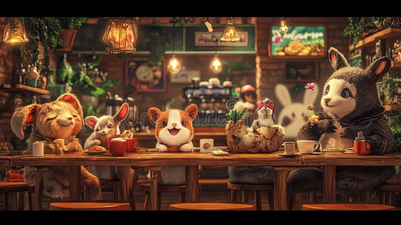 Intimate Cafe with a Collection of Small, Friendly Animals Available ...