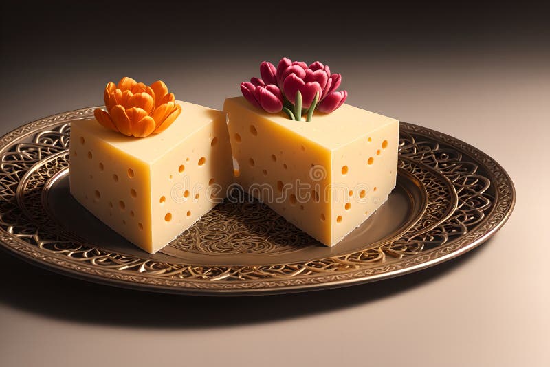 Intimate Cheese Display at Dining Table, Gently Decorated with Small ...