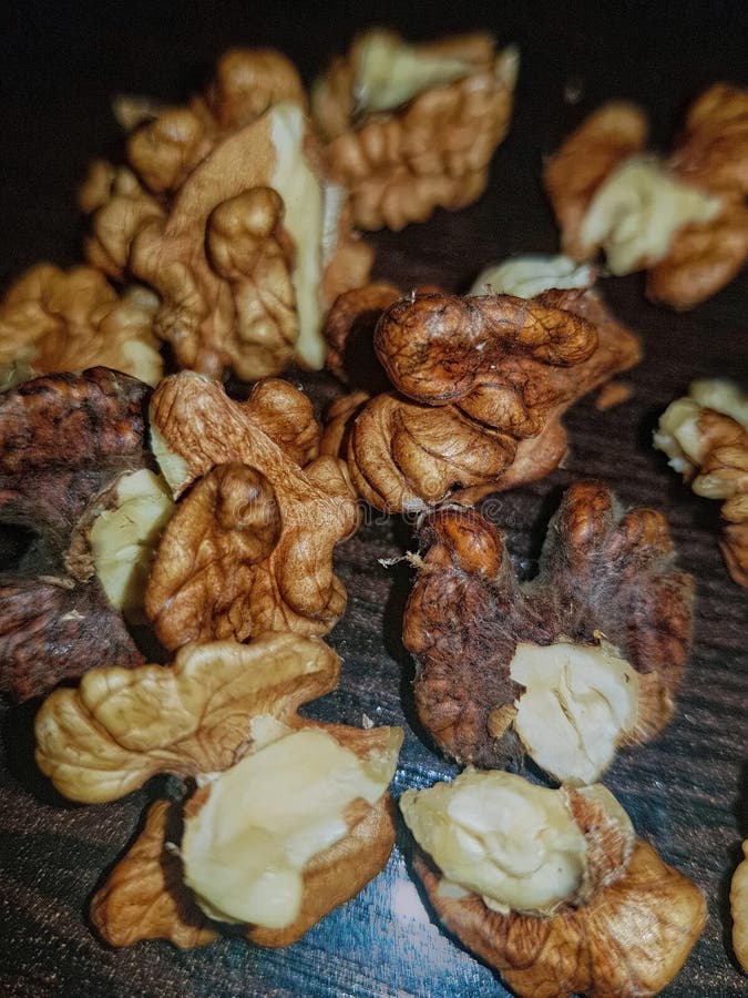 Intimate Close-up of the Walnut Kernel, Beautifully Highlighting the ...