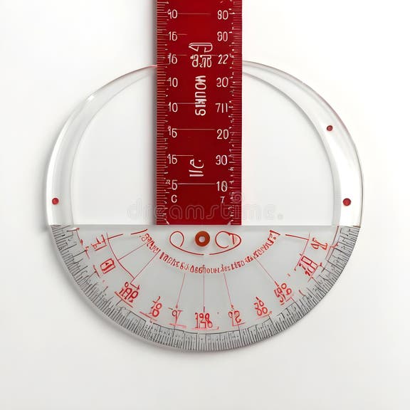 An Intimate Close-Up of a White Drafting Protractor with Red ...