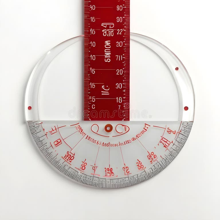 An Intimate Close-Up of a White Drafting Protractor with Red ...
