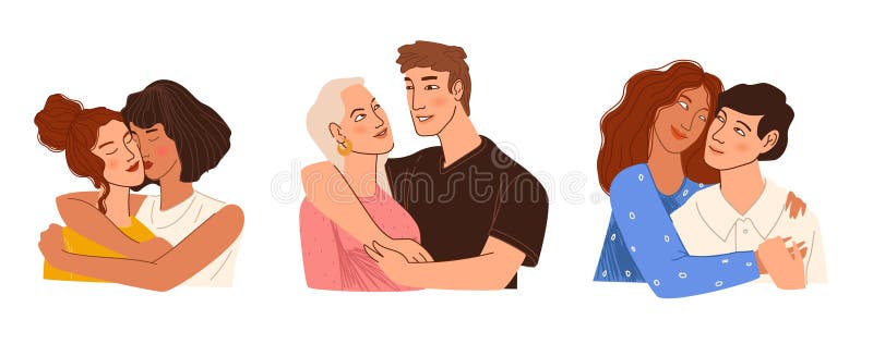 Intimate Couples Embracing Love Vector Stock Vector - Illustration of ...