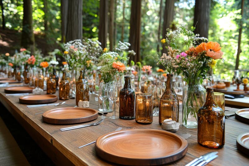 An Intimate Detail Shot of a Rustic Boho Style Wedding Reception Table ...