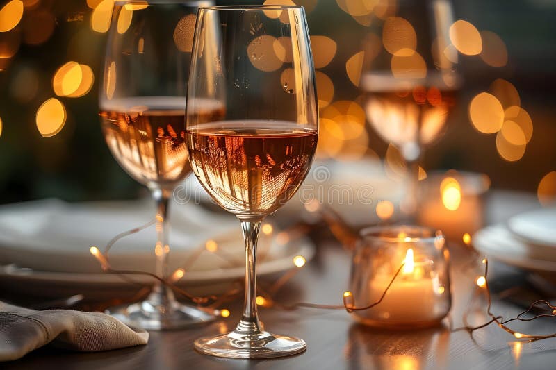 Intimate Dinner Ambiance with Glowing Lights. Concept Romantic Setting ...