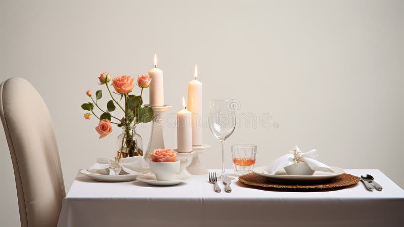 Intimate Dinner White Background Stock Illustration - Illustration of ...