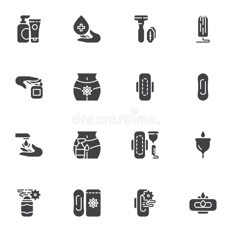 Intimate Hygiene, Menstruation Vector Icons Set Stock Vector ...