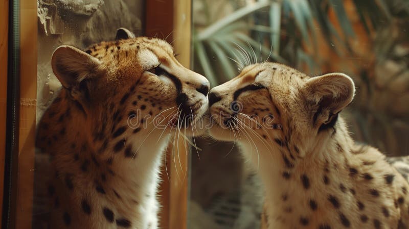 Intimate Moment between Two Cheetahs Showing Affection. Stock Image ...