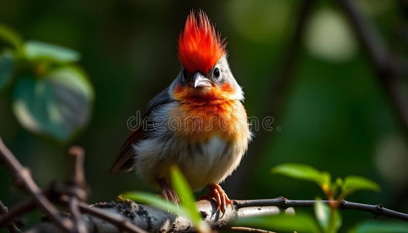 Intimate Portrait of Vibrant Ruby-crowned Kinglet, Female, with Red ...