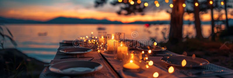 Intimate and Romantic Dinner Setting with Beautiful Candlelight ...