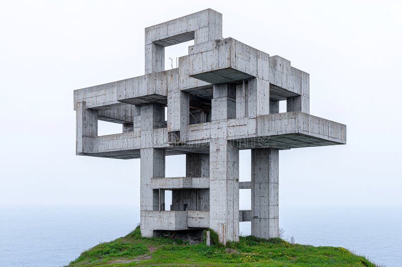 An Intimate Shot of a Brutalist Structure Made from Concrete and Brick ...