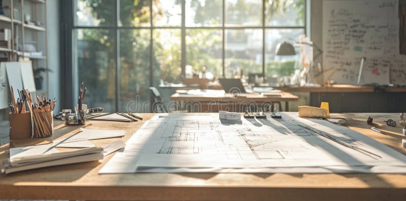 An Intimate Shot of a Drafting Table with Detailed Architectural Plans ...