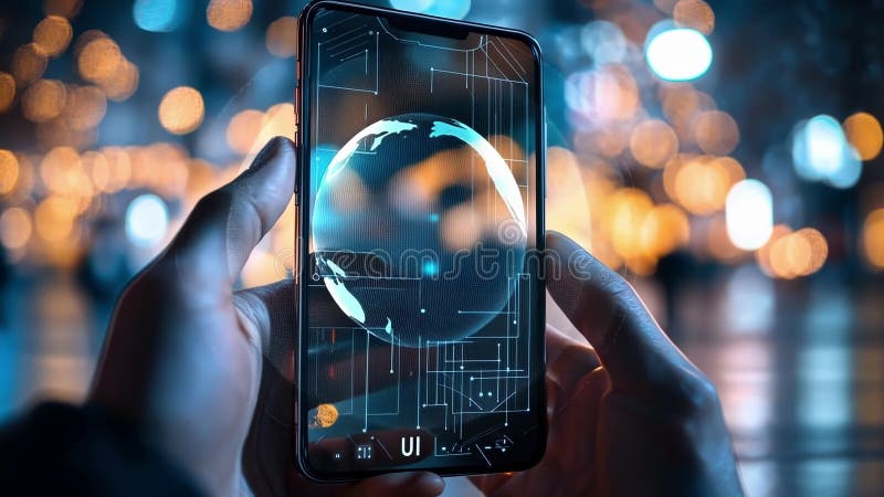 An Intimate Shot of a Smartphone in a Users Hands Displaying a Realtime ...